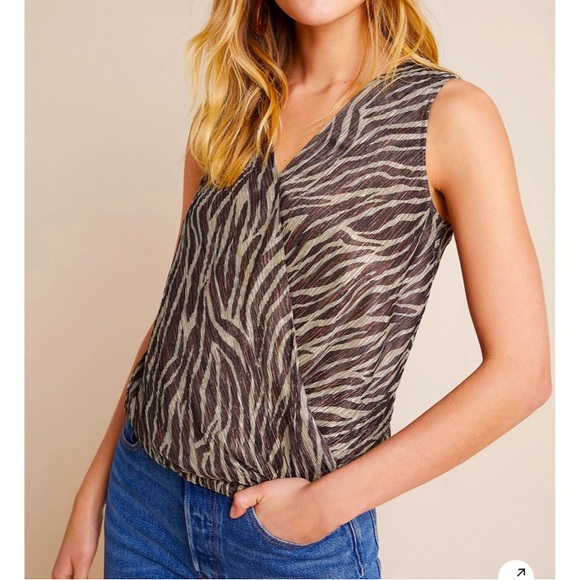 Anthropologie | Tops | Womens Anthropologie Metallic Animal Print ...
